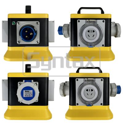 China Syntax MZ6 IP67 Waterproof Portable Power Distribution Board 16A/3P 1-Phase Outdoors Yellow & Black Box 20*20*21.5CM for sale