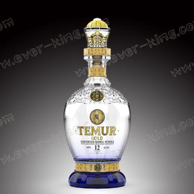 China Crystal White Flint Custom Glass Bottle 750 ML For Luxury Liquor And Spirit for sale