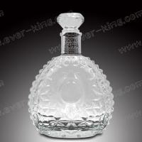 China Glass cap 500 ML Round Oval Rum Tequila Bottle for sale