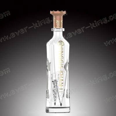 China Aluminium Label Transparent 500ml Custom Glass Bottles for sale