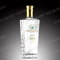 China Transparent Embossing Luxury Spirits Tequila Rectangular Bottle for sale