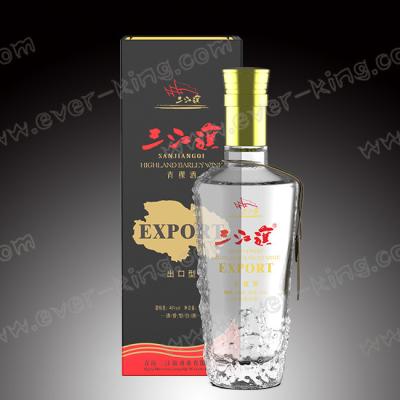 China Custom Frosted Vodka Glass Bottles Electroplating 250ml 750ml for sale