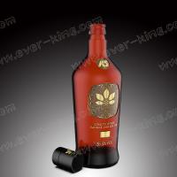 China 750ml Custom Luxury Round Empty Glass Bottle With Screw Caps for sale