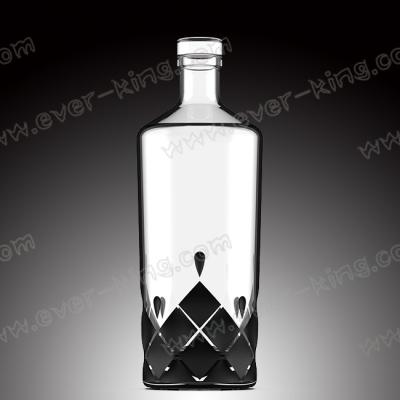 China Empty Square Glass Fancy Rum Bottles 1000ml For Liquor for sale