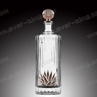 China New Design Luxury 700ml Tequila Glass Bottle With Glass Cap for sale