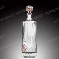 China New Design Luxury 700ml Tequila Glass Bottle With Glass Cap for sale
