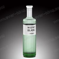 China Cork Cap Blue Vodka Glass Bottle Round Shaped Customized for sale