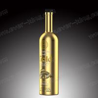 China Round Vodka Electroplated Glass Crystal Bottle 500ml With Stopper for sale
