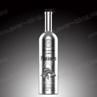 China Round Empty Flint Glass Electroplated Vodka Bottle With Sealed Cork Lid for sale