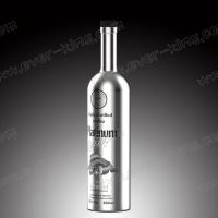 China Round Empty Flint Glass Electroplated Vodka Bottle With Sealed Cork Lid for sale