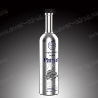 China Vodka Screwed Round Shape Glass Bottle Electroplated Sliver 500ml for sale