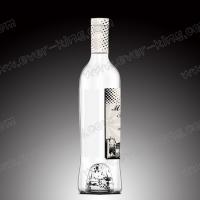 China Empty Customized Logo Round Tequila Glass Bottle Frosted 700ml for sale