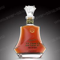 China Elegant Shape Tequila Brandy Glass Bottle With Cork Top for sale
