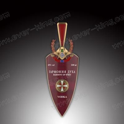 China Custom Shield Stickers Printing Metal Liquor Bottle Label Waterproof for sale