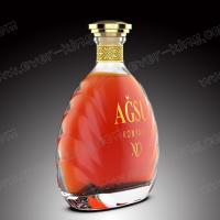 China Liquor Wine Cognac Flat Flask Glass Bottle 750ml With Cork Stopper for sale