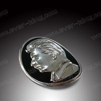 China Custom Stalin Head Logo 3D Metal Aluminum Sticker Label Professional for sale