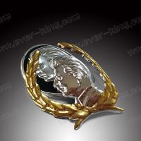 China Custom Stalin Head Logo 3D Metal Aluminum Sticker Label Professional for sale