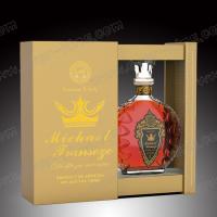 China Custom Matt Gold Printed Logo Wine Gift Drawer Box For Brandy Whisky Packaging for sale