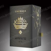 China Custom Luxury Matt Black Rigid Cardboard Liquor Packaging Boxes With Two Cups for sale