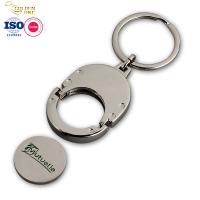China Fashion Printing Trolley Key Ring , Round Domed Sticker Keychain With Coin Holder for sale