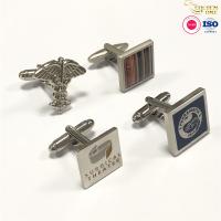 China Laser Logo Shirt CuffLinks , Gold Silver Cufflinks Soft Enamel Metal Blank Shiny for sale