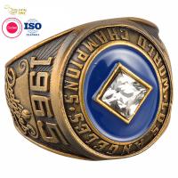 China Custom Logo Sports Championship Rings Gold Plated Metal Zinc Alloy Soft Enamel for sale