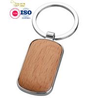 China Hard Wood Carved Keychain ,  Round Shape Key Fob Key Holder Customised for sale