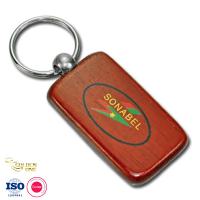 China Hard Wood Carved Keychain ,  Round Shape Key Fob Key Holder Customised for sale