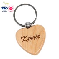 China Hard Wood Carved Keychain ,  Round Shape Key Fob Key Holder Customised for sale