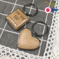 China Cute Personalized Wooden Keychain , Business Metal Blank Plain Wooden Keychain for sale