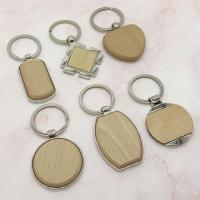 China Hot Sale Custom design customized laser logo keyring  promotion business gift blank Metal wooden keychains for sale