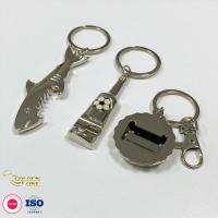 China Zinc Alloy Personalized Metal Keychain Domed Bottle Opener Trolley Coin Chain for sale