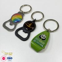 China Zinc Alloy Personalized Metal Keychain Domed Bottle Opener Trolley Coin Chain for sale