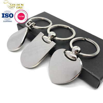China Wholesale Custom Heart Shape Blank Logo Square polished Laser Sublimation Stainless Steel Mirror Metal Keychain for sale