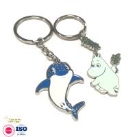 China Newest Custom Manufacturer Snowman Cute Gift Key Ring Silver Plated Charm Dolphin Animal Keychain with Glitter for sale