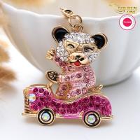 China Hot  Sale Custom Koala Pink Bear Tree Charm Lovely Jewelry Keychain Anime Shiny Gold Cute Animal Tiger Key Ring For Women Bag for sale