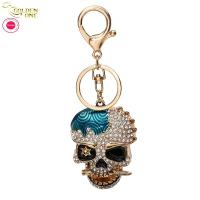 China New Manufacturers European American diamond Ghost head creative epoxy metal 3d hip hop car keychain for bag pendant for sale