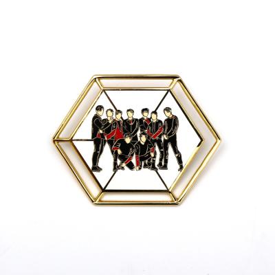 China Factory Direct Sale Shiny Gold EXO Lapel  Pin Merchandise Garment Accessories Paint Metal Pins for sale