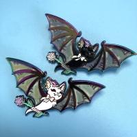 China Special Design Souvenir Bat Glow In Dark Enamel Metal Lapel Pin Badge Customized Logo for sale