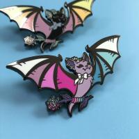 China Special Design Souvenir Bat Glow In Dark Enamel Metal Lapel Pin Badge Customized Logo for sale