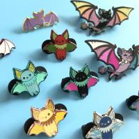 China Special Design Souvenir Bat Glow In Dark Enamel Metal Lapel Pin Badge Customized Logo for sale
