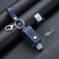 China Factory Custom Promotion Gift portable bottle holder Leather Hand Sanitizer Holder Keychain for sale