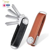 China Custom Leather Key Chain Business Car Compact PU Key Holder Organizer for sale