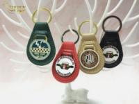 China Wholesale Promotional Gifts Custom Company Engraved Logo Personalized Key Ring Chain Designers Metal Pu Custom Leather Keychain for sale