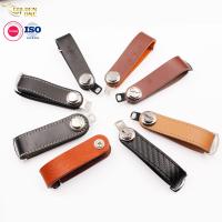 China Hot Sale Luxury Vintage Custom Color Laser Engraved Genuine Black Strap Armband Cowhide Leather Key Ring With Logo for sale