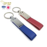 China Promotional  Gifts Sublimation Engraved Car Metal  Key Chains Custom Logo Double-sided Pu Leather Key Chain for sale