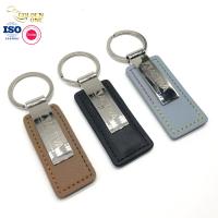 China Promotional  Gifts Sublimation Engraved Car Metal  Key Chains Custom Logo Double-sided Pu Leather Key Chain for sale