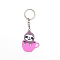 China Hot Sale Product Custom LoGO 2D Animal Shape Bear Silicone Key Ring Rubber Pvc Keychain For Girl for sale