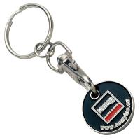 China Customized Trolley Coin Keychain Holder Personalized Printing Round Domed Sticker for sale