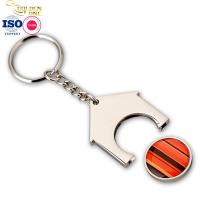China Printing Shopping Trolley Keyring , Round Domed Sticker Key Ring Coin Holder for sale